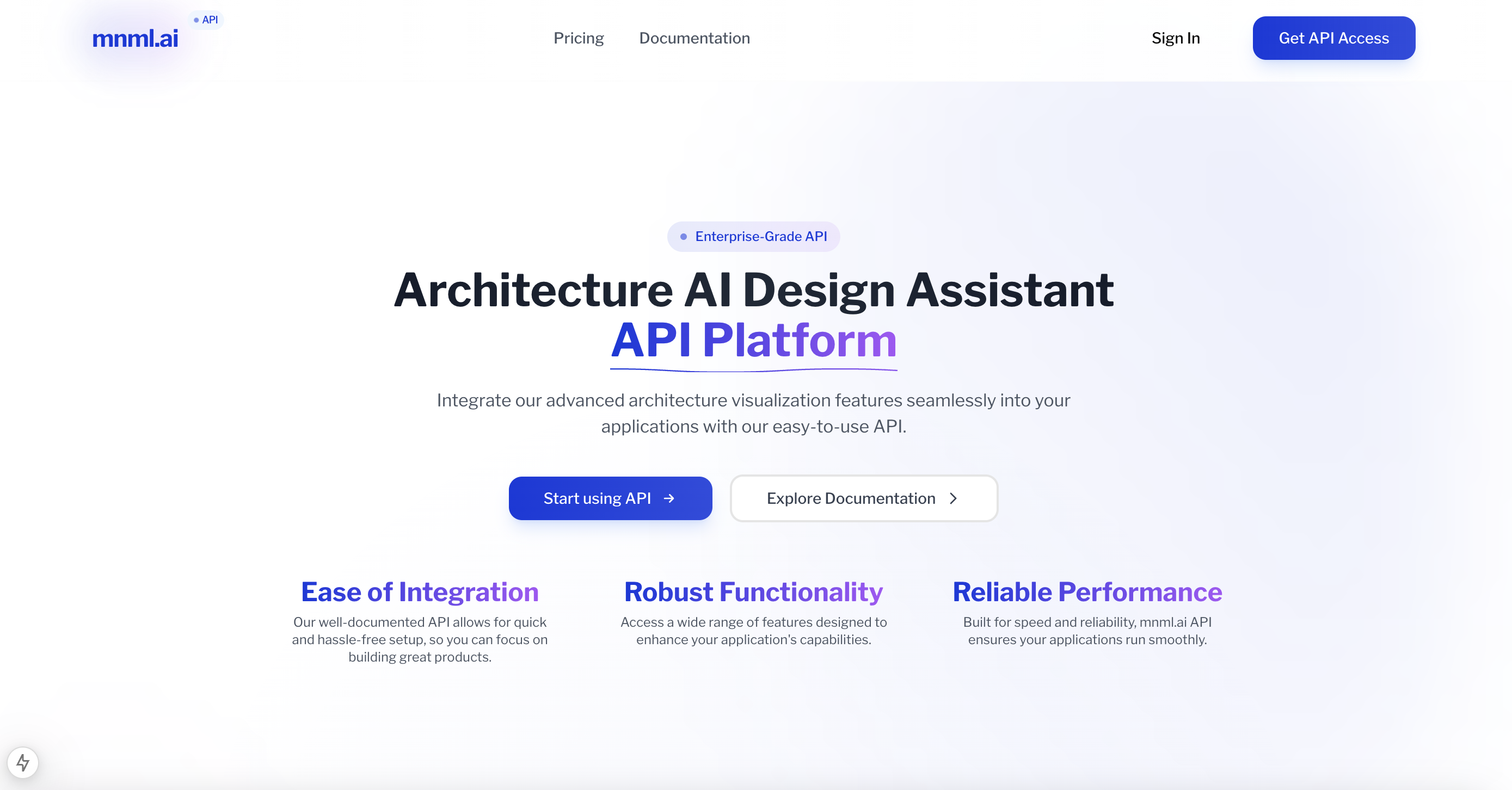 Architecture API by mnml.ai - Architecture AI Design Assistant